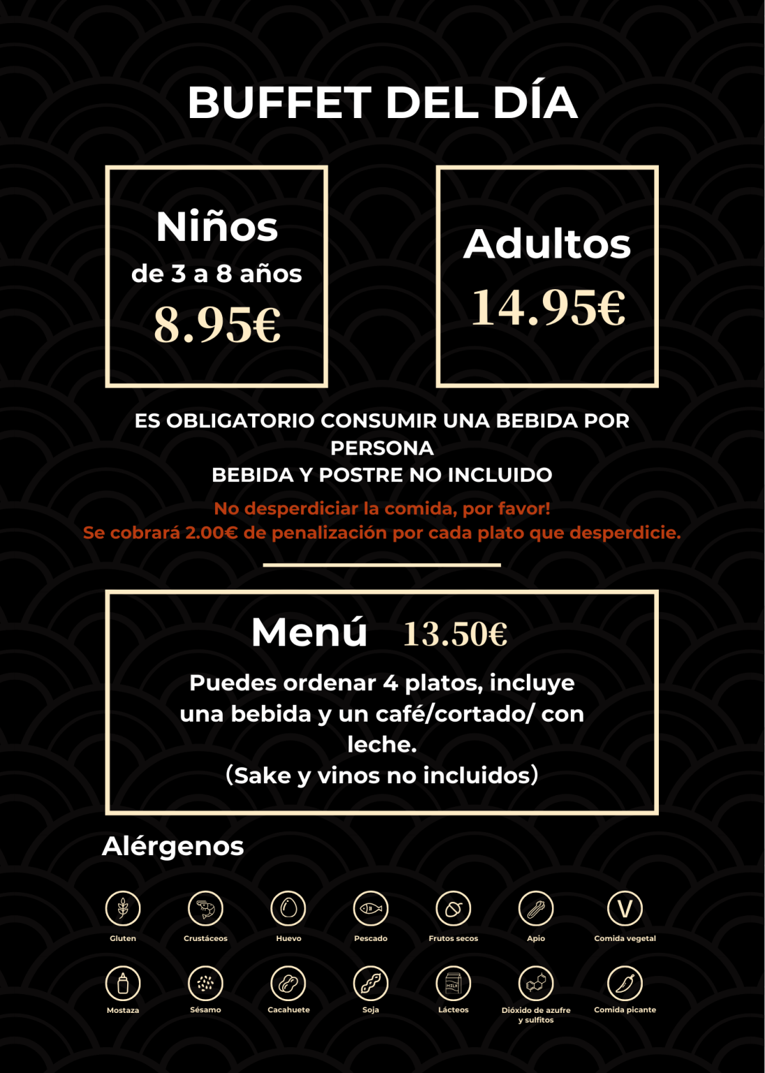 Menu Buffet del Día Hiro Diagonal - Restaurante Hiro