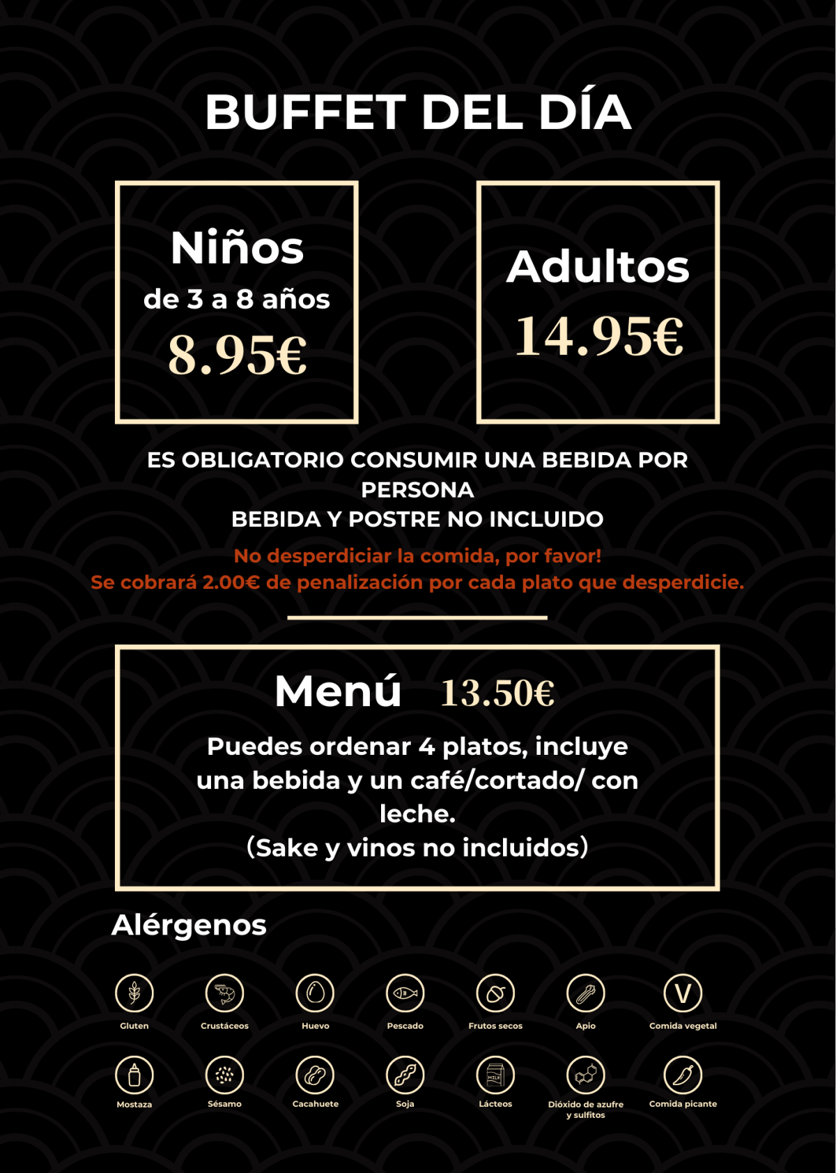 Menu Buffet del Día Hiro Diagonal - Restaurante Hiro