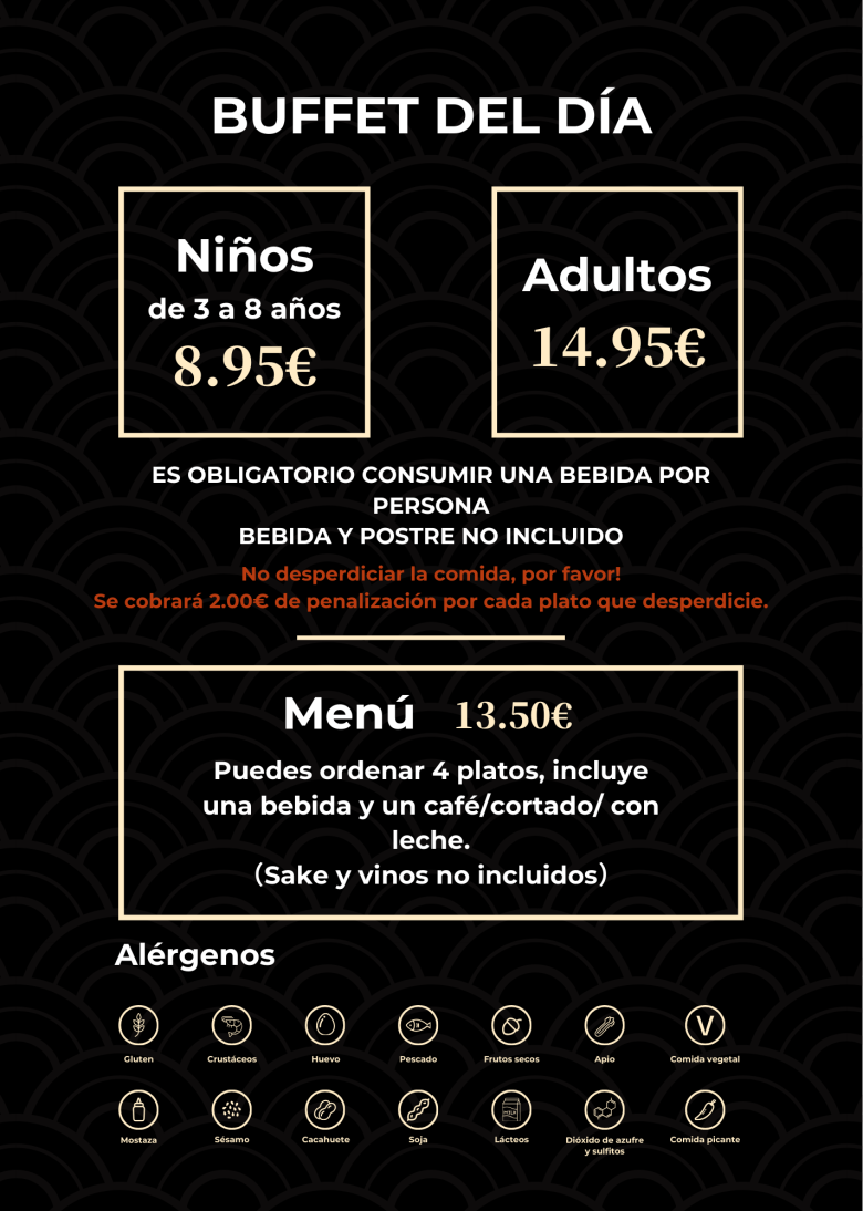 Menu Buffet del Día Hiro Diagonal - Restaurante Hiro